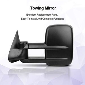 ANPART Upgrade Style Towing Mirrors Fit for 1999-2007 for Chevy/for GMC Silverado/Sierra 1500 2500HD 3500HD Tow Mirrors Manual Adjusted Manual Telescoping Black