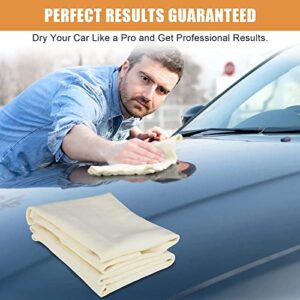 Linkstyle 2 PCS Chamois Cloth for Car Drying Towel, 24"x16" Real Leather Shammy Towel, Super Absorbent Wash Shammies Natural Chamois Cleaning Cloth for Home Office Vehicle