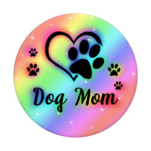 Cute Dog Paw Print Heart Rainbow Puppy Dog Mom PopSockets Swappable PopGrip