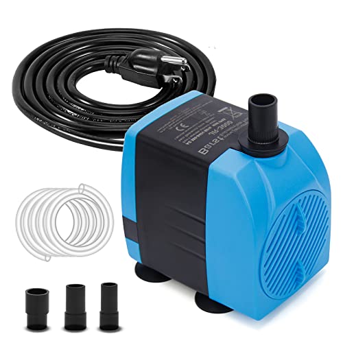 HUWLUIWA 120GPH Submersible Water Pump with 3.3 ft Tube,6W Mini Ultra Quiet Fountain Water Pump with 3 Nozzles for Aquariums, Pond, Fish Tank, Water Feature