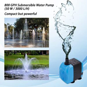 HUWLUIWA 120GPH Submersible Water Pump with 3.3 ft Tube,6W Mini Ultra Quiet Fountain Water Pump with 3 Nozzles for Aquariums, Pond, Fish Tank, Water Feature