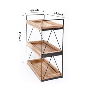 Bathroom Counter Organizer 2 Tier Bathroom Organizer Countertop, Bathroom Vanity Organizer Wood Vanity Organizers and Storage,Bathrrom Tray for Counter Cosmetic Holder Shelf Sink Kitchen Spice Rack