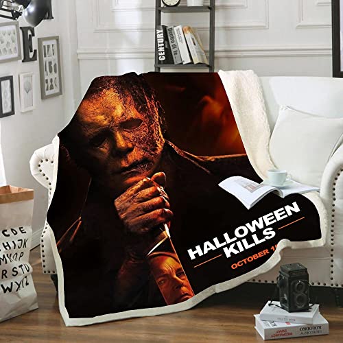 Michael Myers Blanket, Horror Movie Throw Blanket, Ultra-Soft Warm Sherpa Fleece Air Conditioner Blanket, for Bed Couch Living Room Decorative Blankets