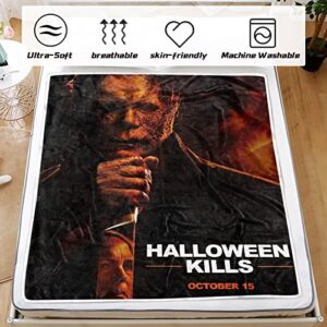 Michael Myers Blanket, Horror Movie Throw Blanket, Ultra-Soft Warm Sherpa Fleece Air Conditioner Blanket, for Bed Couch Living Room Decorative Blankets