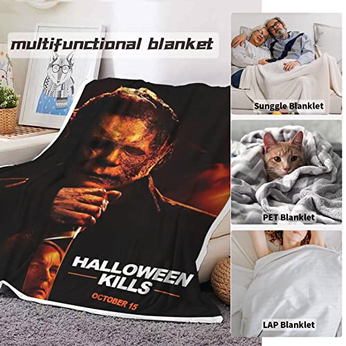 Michael Myers Blanket, Horror Movie Throw Blanket, Ultra-Soft Warm Sherpa Fleece Air Conditioner Blanket, for Bed Couch Living Room Decorative Blankets