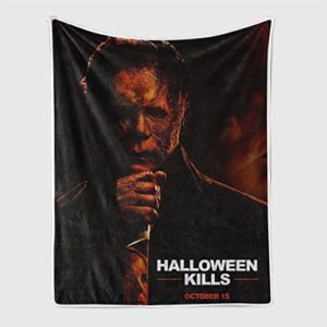 Michael Myers Blanket, Horror Movie Throw Blanket, Ultra-Soft Warm Sherpa Fleece Air Conditioner Blanket, for Bed Couch Living Room Decorative Blankets