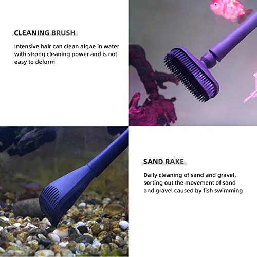 UPETTOOLS Fish Tank Cleaning Tools Upgraded 5-in-1 Aquarium Cleaner Kit Algae Scraper Scrubber Pad Adjustable Long Handle Fish Tank Brush Cleaner Set