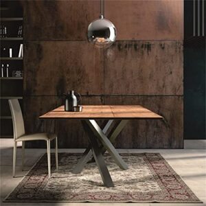 LAKIQ Solid Wood Dining Table Industrial Rectangle Kitchen Dining Room Table in Nature with Metal Pedestal Living Room Coffee Table for Meeting Room Reception Room(Black,70.9" L x 31.5" W x 29.5" H)