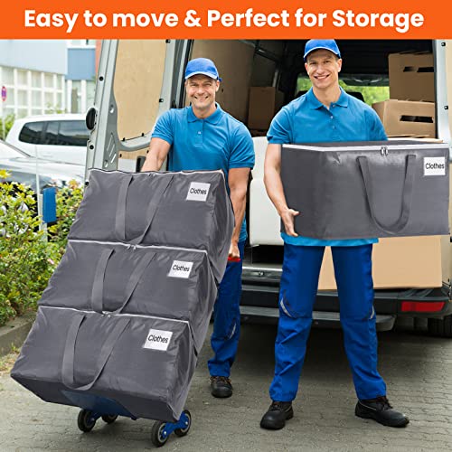 BlissTotes Large Moving Boxes with Zippers & Handles Moving Supplies with lids, Heavy Duty Totes for Storage Bags for Space Saving, Fold Flat, Moving and Storing 93L, 6 Pack