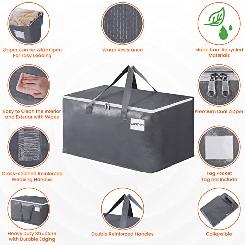 BlissTotes Large Moving Boxes with Zippers & Handles Moving Supplies with lids, Heavy Duty Totes for Storage Bags for Space Saving, Fold Flat, Moving and Storing 93L, 6 Pack