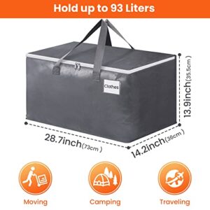 BlissTotes Large Moving Boxes with Zippers & Handles Moving Supplies with lids, Heavy Duty Totes for Storage Bags for Space Saving, Fold Flat, Moving and Storing 93L, 6 Pack