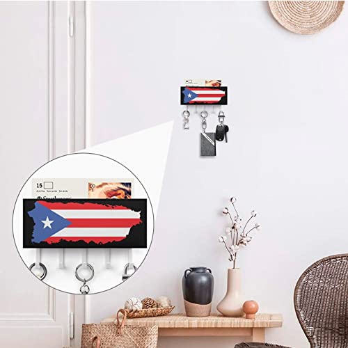 Puerto Rico Flags Rican Funny Cute Key Holder Wall Decorative Mounted with Mail Shelf 5 Hooks