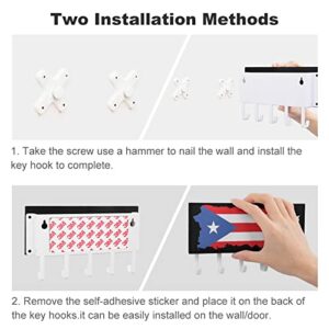 Puerto Rico Flags Rican Funny Cute Key Holder Wall Decorative Mounted with Mail Shelf 5 Hooks