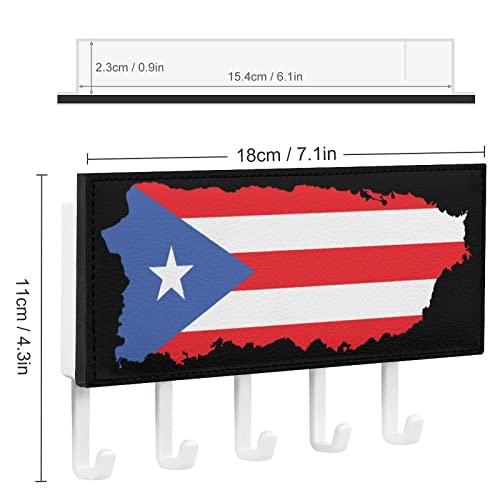 Puerto Rico Flags Rican Funny Cute Key Holder Wall Decorative Mounted with Mail Shelf 5 Hooks