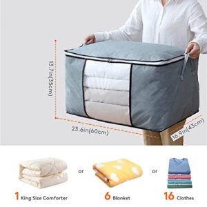 Micilelife Clothes Storage Bag 90L Large Storage Bags Closet Organizers and Storage，3-Pack, Gray,Foldable Organizer, With Clear Window,Suitable for Finishing Of Household ItemsReinforced Thick and Durable Organizer, Suitable for Finishing the Bedrooms,To