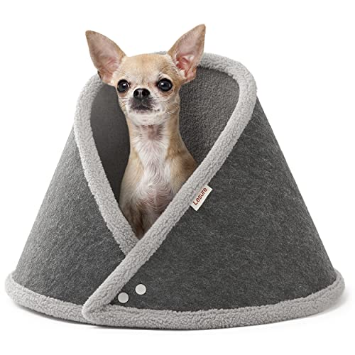 Lesure Cat Cave Bed for Indoor Cats - 20 Inch Felt Cat Bed for Cats and Kittens, Washable Warming Cat House Cat Tent Puppy Beds for Small Dogs, 20x20x15 inches (Grey)