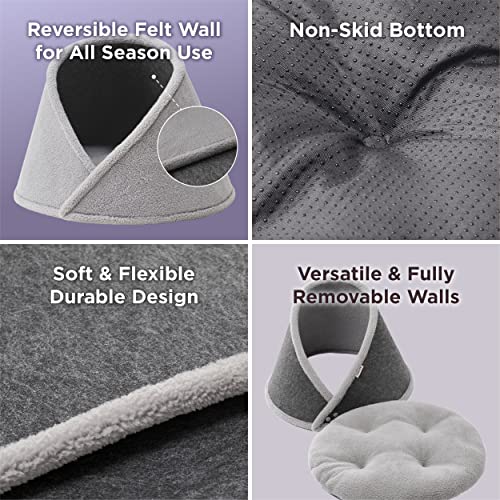 Lesure Cat Cave Bed for Indoor Cats - 20 Inch Felt Cat Bed for Cats and Kittens, Washable Warming Cat House Cat Tent Puppy Beds for Small Dogs, 20x20x15 inches (Grey)