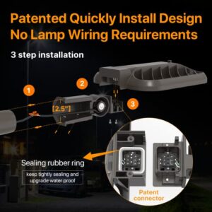 DEMILARE 200W Parking Lot Lights, 30000lm Quick Installation Dusk to Dawn Light Slip Fit Mount, Led Shoebox Light IP65 Waterproof, Commercial Lighting for Roadways, Backyard, Driveways