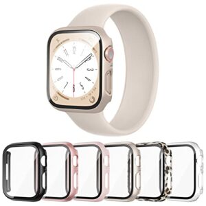 cuteey 6 pack case for apple watch 40mm se 2/se/series 6/series 5/series 4 with built-in tempered glass screen protector, overall full protective bumper pc cover for iwatch 40mm accessories