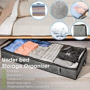 10 Pcs 100L Under Bed Storage Containers, Large Capacity Toy Christmas Wrapping Paper Organizers Underbed Bags, Bedroom Clothes Shoe Closet Foldable Blankets Comforters Bins with Clear Window Handles