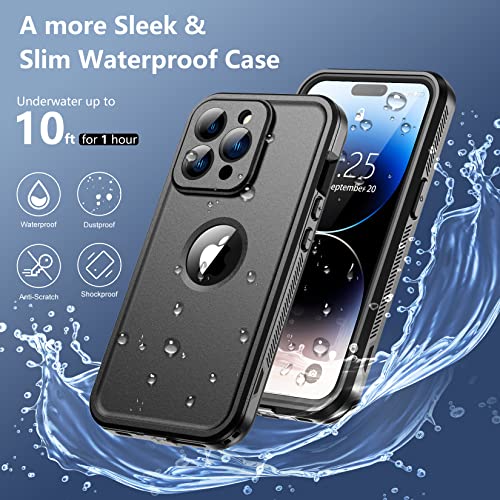 SPIDERCASE for iPhone 14 Pro Max Case, Waterproof Built-in【9H Tempered Glass】 Screen & Camera Lens Protector【12FT Military Shockproof】 IP68 Water Resistance Full-Body Heavy Duty Rugged Case, Black