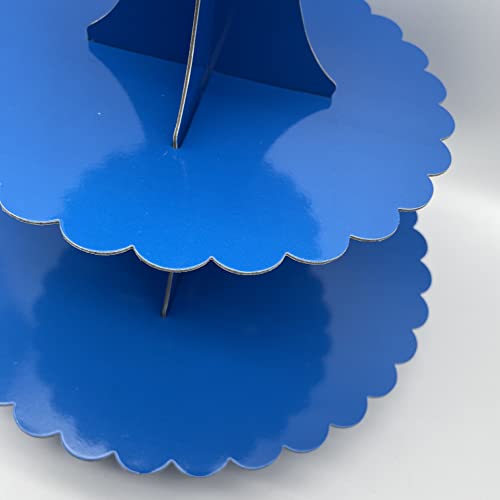 Cardboard Cupcake Stand 3- Tier Dessert Stand, Round Dessert Tree Display Tower 2 Pack, 3-Tier Cupcake Holder for Weddings, Blue Party Supplies, Birthday Party Wedding Anniversary