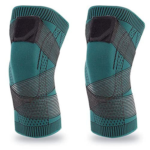 TIECHI Knee Compression Sleeve - Best Knee Brace, Professional Knee Brace with Side Stabilizers for Running, Workout, Arthritis, Joint Recovery, Knee Braces for Knee Pain Women Men (Green,XXXL)