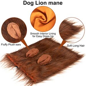 NEWBEA Lion Mane for Dog Costume, Realistic Funny Lion Wig for Medium to Large Sized Dogs, Halloween Fancy Dog Lion Mane (Dark Brown with Ear Tail)