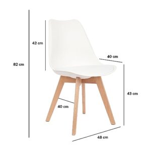 +gardenlife | Tulip Nordic Chair Design Armless Dining Plastic Chair | Set of 4 | White