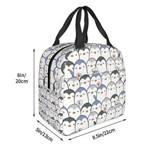 srufqsi Cute Penguin Greeting Lunch Bag Insulated Water-Resistant Tote Bag Reusable Lunch Box For Picnic Travel