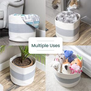 Woven Laundry Basket- Woven Basket Ideal to Use as Closet Organizer, Stuffed Animal Storage, Laundry Hamper- Double Stitched Collapsible Laundry Baskets- Large Basket for Laundry & Storage by Reppit