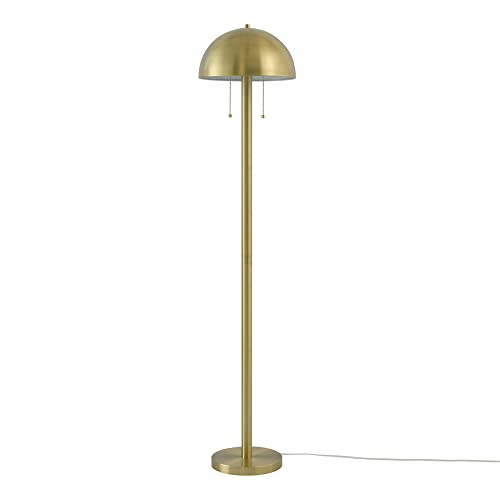 Novogratz x Globe Electric 65786 Haydel 60" 2-Light Floor Lamp, Matte Brass, Double On/Off Pull Chain, Bulb Not Included