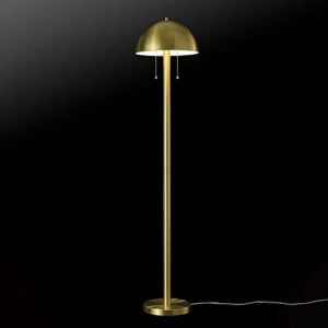 Novogratz x Globe Electric 65786 Haydel 60" 2-Light Floor Lamp, Matte Brass, Double On/Off Pull Chain, Bulb Not Included