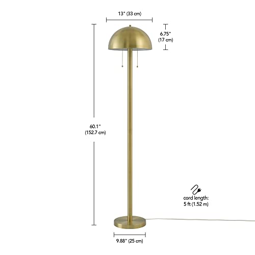 Novogratz x Globe Electric 65786 Haydel 60" 2-Light Floor Lamp, Matte Brass, Double On/Off Pull Chain, Bulb Not Included