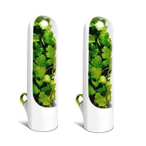 ueoz herb saver for refrigerator, herb saver pod, vegetable preservation bottle, fresh herb keeper for cilantro, mint, parsley, asparagus, keeps greens fresh for 2-3 weeks (2pcs)