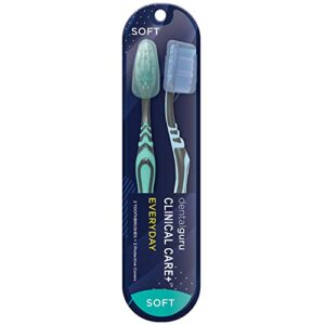 gurunanda dentalguru everyday soft toothbrush for kids & adults- designed for deep cleaning, teeth whitening travel toothbrushes with brush caps, multi-color, 2 count (pack of 1)