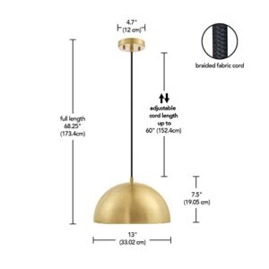 Novogratz x Globe Electric 65826 Hazel 1-Light Pendant Lighting, Matte Brass, Bulb Not Included