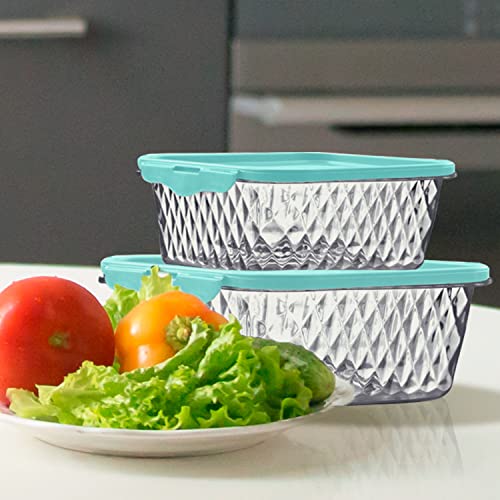 Plasvale Food Storage Plastic Containers Set of Crystal Line - 18.6 fl oz - 6 Pieces - Microwave, Freezer and Dishwasher Safe - BPA Free (Green)