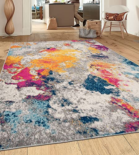 Rugshop Distressed Abstract Watercolor Area Rug 6'6" x 9' Multi