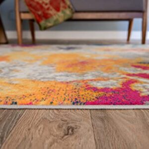 Rugshop Distressed Abstract Watercolor Area Rug 6'6" x 9' Multi