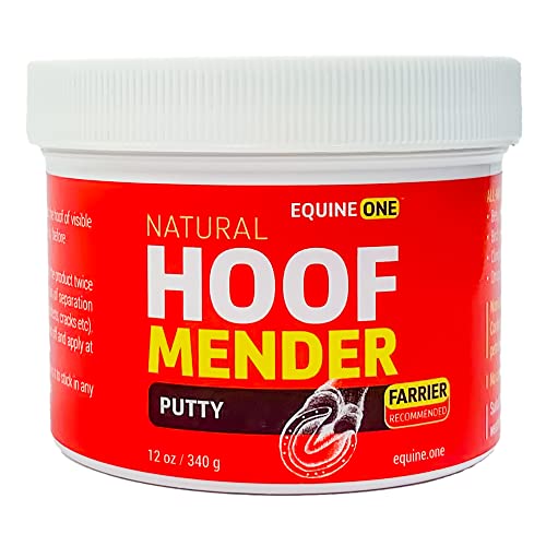 Equine One Hoof Mender Putty - White Line | Wall Separations | Old Nail Holes | Thrush - 100% All-Natural Hoof Care Product - Birch Bark Extract, Betulin, Omega-3 (12 Oz)