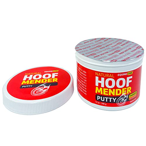 Equine One Hoof Mender Putty - White Line | Wall Separations | Old Nail Holes | Thrush - 100% All-Natural Hoof Care Product - Birch Bark Extract, Betulin, Omega-3 (12 Oz)