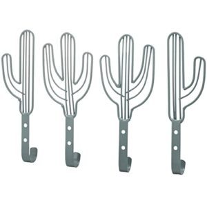 MyGift Wall Mounted Green Metal Coat Hooks with Cute Cactus Shaped Design, Decorative Hooks for Hanging Hat, Coat, Towel, Leash, Laynard, Set of 6