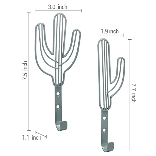 MyGift Wall Mounted Green Metal Coat Hooks with Cute Cactus Shaped Design, Decorative Hooks for Hanging Hat, Coat, Towel, Leash, Laynard, Set of 6