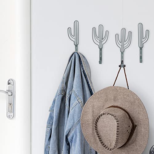 MyGift Wall Mounted Green Metal Coat Hooks with Cute Cactus Shaped Design, Decorative Hooks for Hanging Hat, Coat, Towel, Leash, Laynard, Set of 6