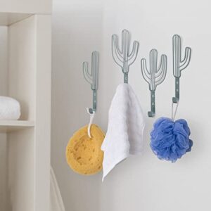 MyGift Wall Mounted Green Metal Coat Hooks with Cute Cactus Shaped Design, Decorative Hooks for Hanging Hat, Coat, Towel, Leash, Laynard, Set of 6