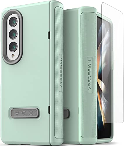 VRS DESIGN Terra Guard Modern for Galaxy Z Fold 4 5G (2022), Premium Modern Neat Style [Anti Scratch Hinge Protection] Case with Tempered Glass Screen Protector (Mint)