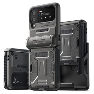 vrs design terra guard active for galaxy z flip 4 5g (2022), premium durable semi-auto hinge protective case with multi-clip