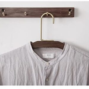 GRETD Walnut Hangers Brass Hooks Wood Coat Hangers Trousers Hanger Clothing Store Display Hooks Wardrobe Organizer