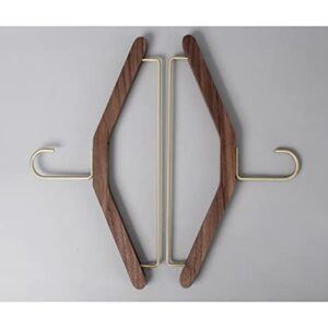 GRETD Walnut Hangers Brass Hooks Wood Coat Hangers Trousers Hanger Clothing Store Display Hooks Wardrobe Organizer